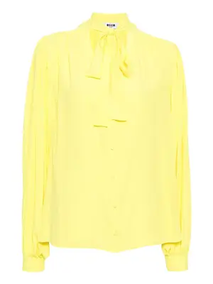 MSGM Tie-fastening Long-sleeve Shirt - Yellow