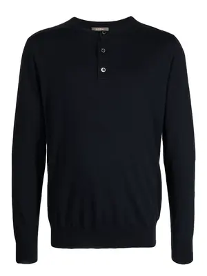 N.peal Henley Button-placket Jumper - Blue