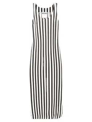 Moschino Scoop-neck Striped Long Dress - Black