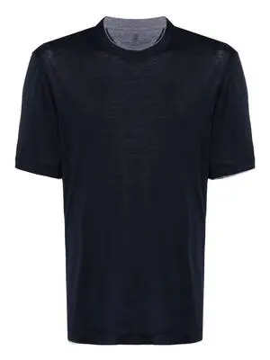 Brunello Cucinelli Contrast-trim T-shirt - Blue