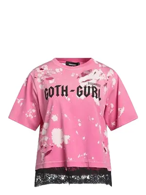 Dsquared2 Printed T-shirt With Lace - Magenta