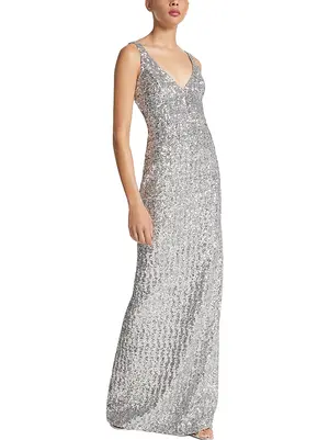 Michael Kors Michael Kors Collection Sequined Gown Silver