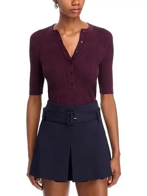 A.L.C. Fisher Striped Button Top - Plum