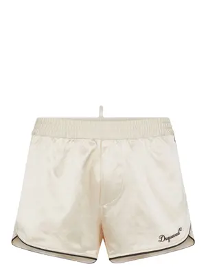Dsquared2 Logo-embroidered Satin Track Shorts - Neutrals