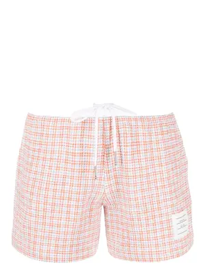 Thom Browne Checked Tweed Track Shorts - Orange