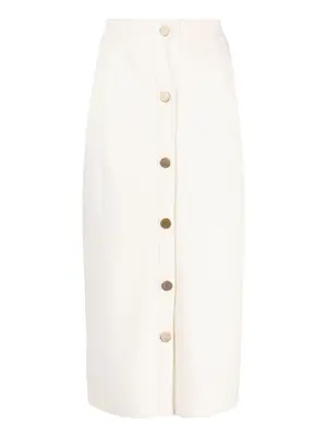 N.peal Organic Cashmere Buttoned Skirt - White
