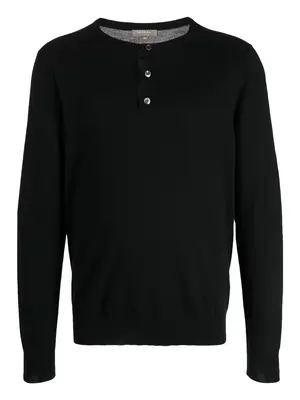 N.peal N.Peal Henley Button-Placket Jumper Black