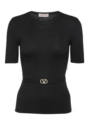VALENTINO Valentino Belted Virgin Wool Sweater