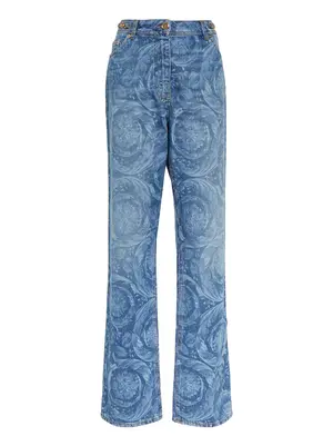Versace Barocco High-rise Straight Jeans - Blue