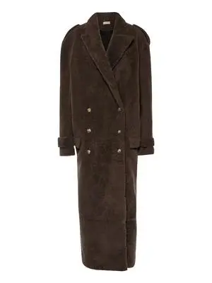THE MANNEI Rutul Faux Fur-trimmed Coat - Brown
