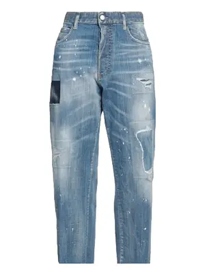 Dsquared2 Boyfriend Jeans With Leather Trim - Blue