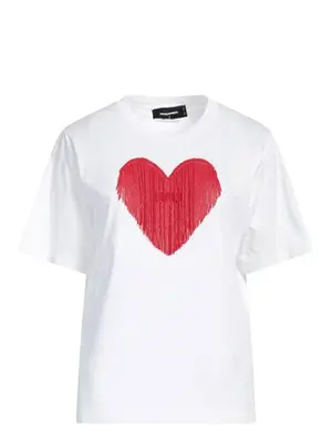 Dsquared2 Printed Jersey T-shirt With Beads - Off White