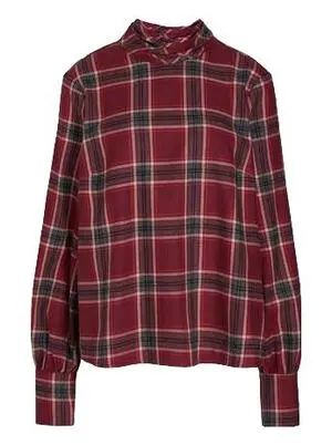 8 BY YOOX Check Neck-tie Flannel Blouse - Red