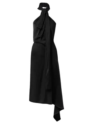 Givenchy Asymmetric Knotted Halterneck Midi Dress - Black