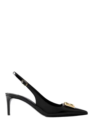 Dolce & Gabbana Formale Appliquéd Glossed-leather Slingback Pumps - Black