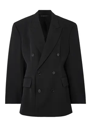 Balenciaga Barathea Grain De Poudre Wool Double-breasted Blazer - Black