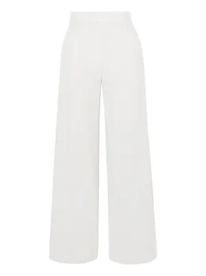Brunello Cucinelli Pinstriped Linen-blend Wide-leg Pants - White