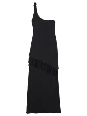 Savannah Morrow Saanj One-shoulder Fringed Maxi Dress - Black