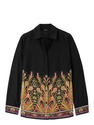 Etro Printed Cotton And Silk-blend Shirt - Black