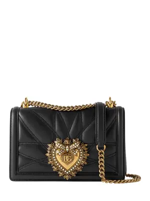 Dolce & Gabbana Dolce & Gabbana Devotion Leather Shoulder Bag Black