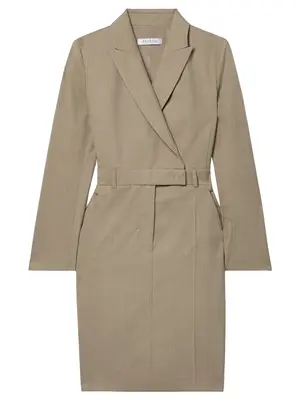 Max Mara Odessa Wrap-effect Wool Midi Dress - Neutrals