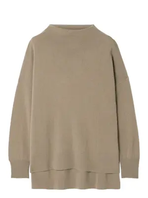 ALLUDE Wool And Cashmere-Blend Sweater Brown