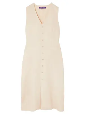 Ralph Lauren Berke Linen And Silk-blend Canvas Midi Dress - Neutrals