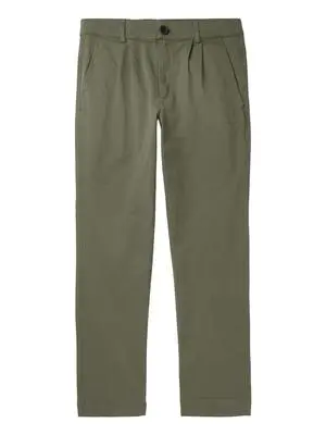 Mr P. Tapered Pleated Cotton-blend Twill Trousers - Green