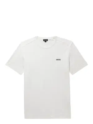 ZEGNA Zegna - Slim-Fit Logo-Embroidered Cotton-Jersey T-Shirt - Men - White 