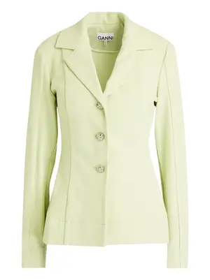 GANNI Twill Blazer - Light Green