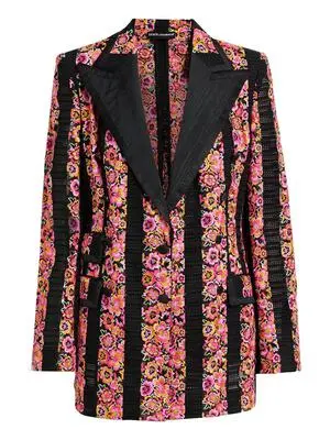 DOLCE & GABBANA Dolce&Gabbana Double-Breasted Embroidered Tulle Blazer