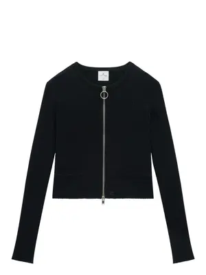 COURREGES Heritage Ribbed-knit Cardigan - Black