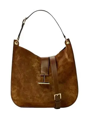 TOM FORD Small Tara Suede Shoulder Bag - Brown