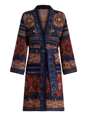 Etro Paisley-print Belted Trench Coat - Blue