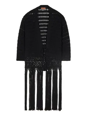 Alanui Love Letter To India Fringed Cardigan - Black