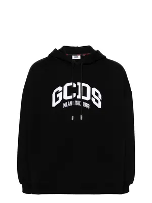 Gcds Logo-embroidered Hoodie - Black