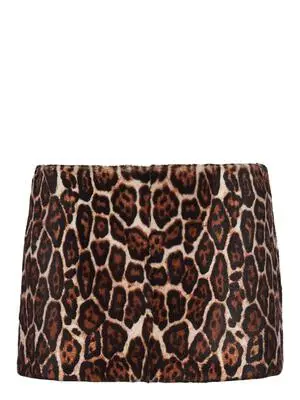 Prada Animal-print Shearling Miniskirt - Brown