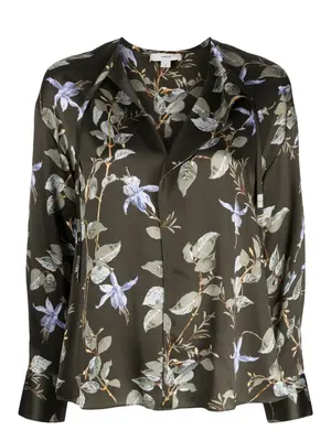 Vince Bellflower Silk Blouse - Green