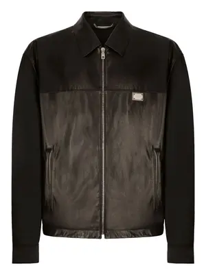 Dolce & Gabbana Logo-plaque Leather Jacket - Black