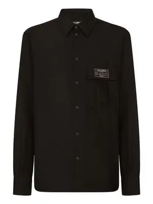 Dolce & Gabbana Logo-patch Cotton Shirt - Black