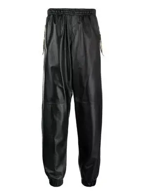 Moschino Cropped Leather Track Pants - Black