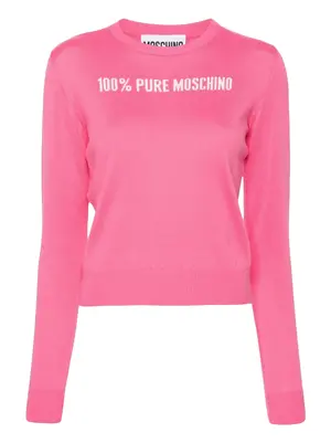 Moschino Slogan Intarsia-knit Jumper - Pink