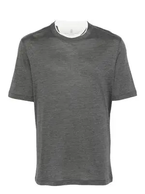 Brunello Cucinelli Contrast-trim T-shirt - Grey