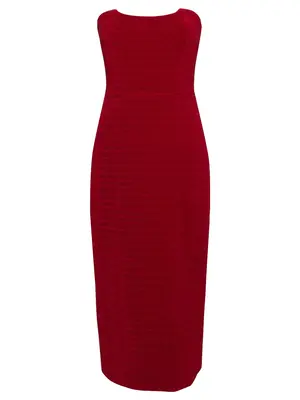 EMILIA WICKSTEAD Ryder Plissé Midi Dress - Red