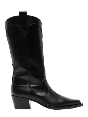 SCAROSSO Dolly 50mm Leather Boots - Black
