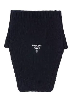 Prada Logo-embroidered Cashmere Scarf - Black