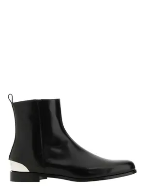 Alexander McQueen Metal-heel Leather Boots - Black