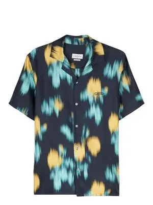 LANVIN Abstract-pattern Silk Shirt - Blue