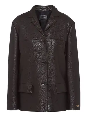 Prada Single-breasted Leather Jacket - Brown