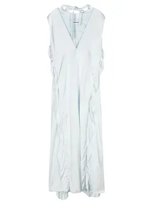 JIL SANDER Ruffle-trim Satin Maxi Dress - Blue